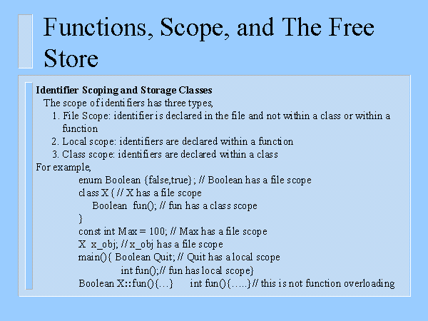 Functions Scope And The Free Store